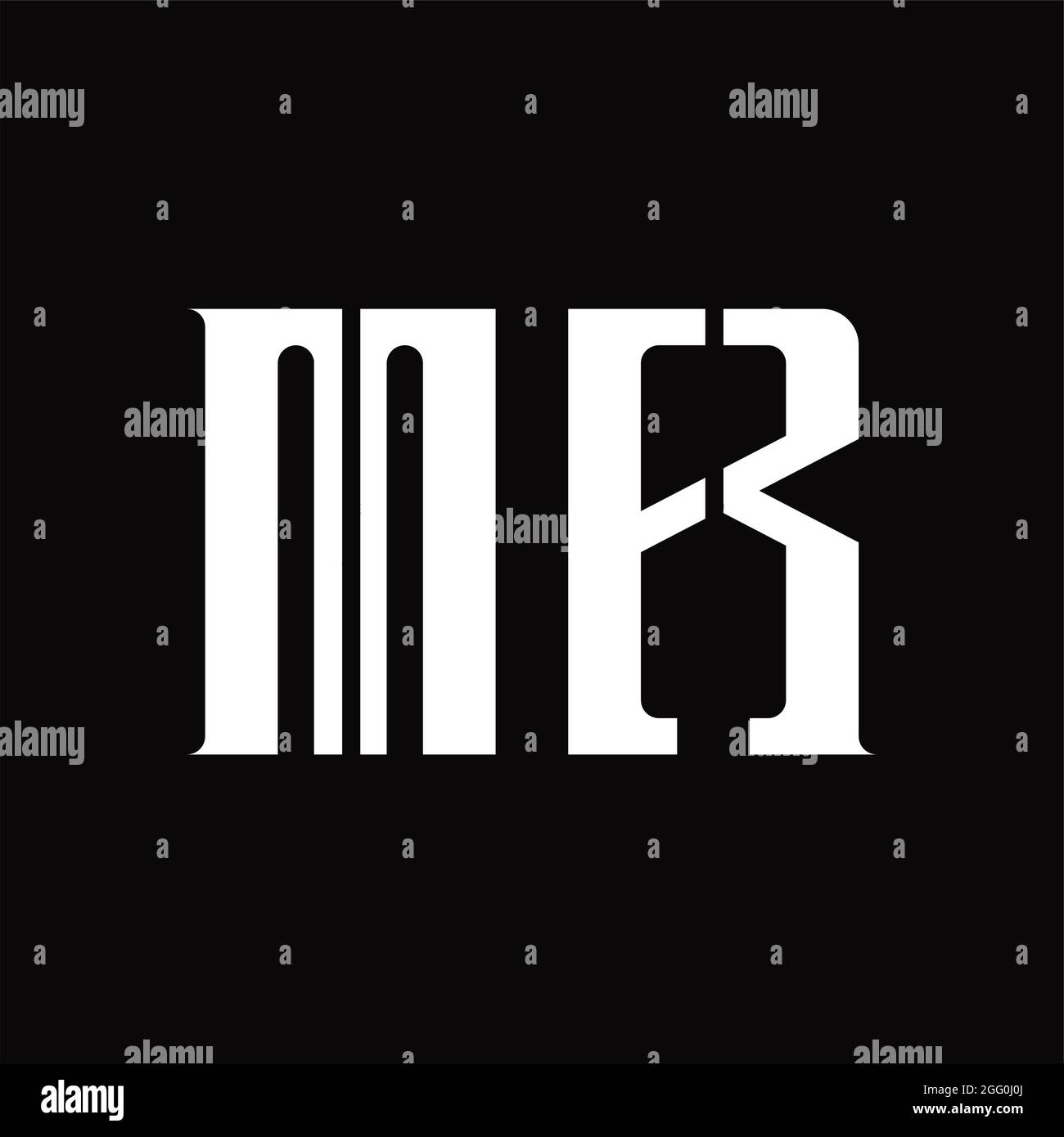 MR Logo monogram with middle slice on blackground design template Stock ...