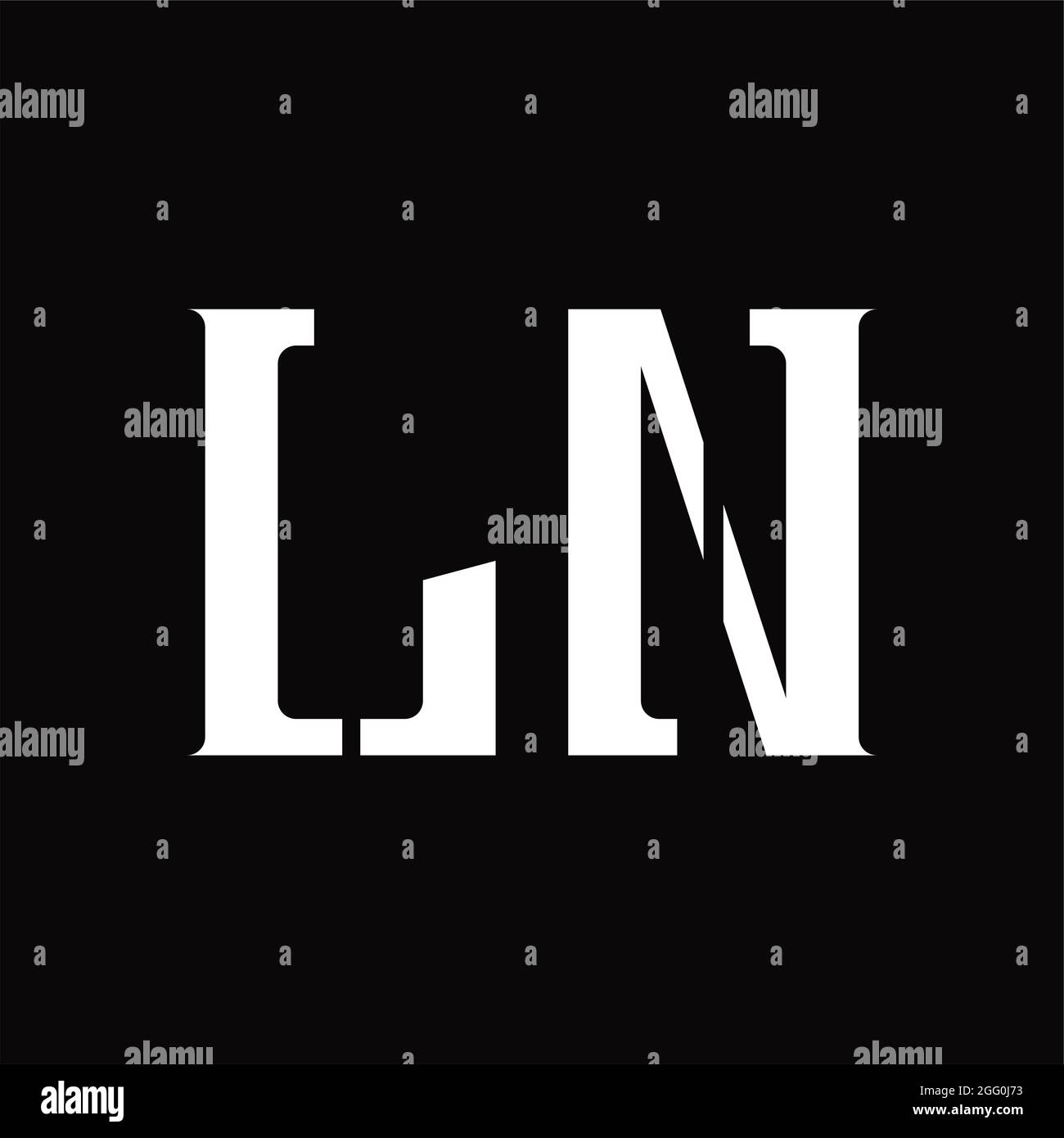 LN Logo monogram with middle slice on blackground design template Stock ...