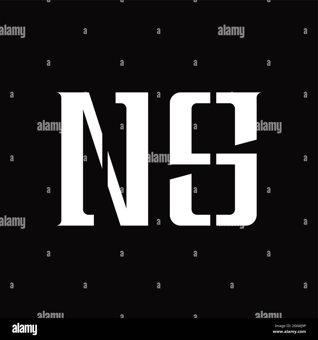 NS Logo monogram with middle slice on blackground design template Stock ...