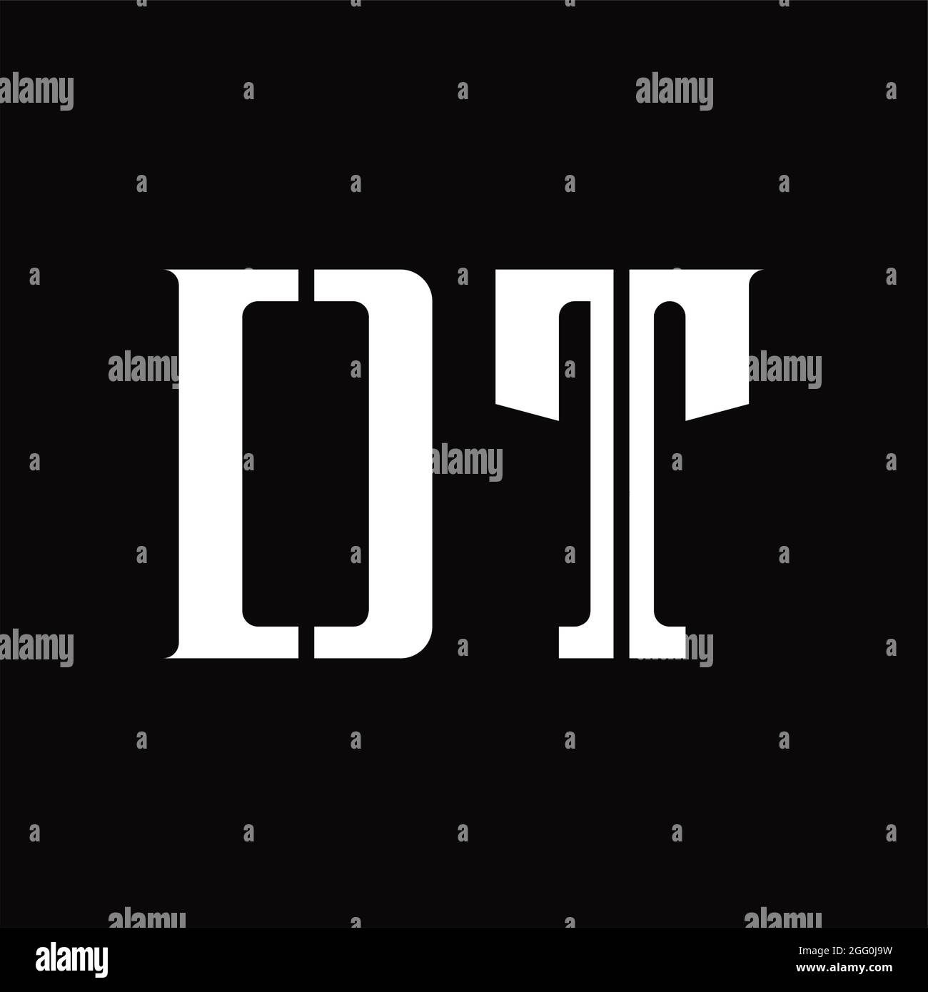 DT Logo monogram with middle slice on blackground design template Stock ...