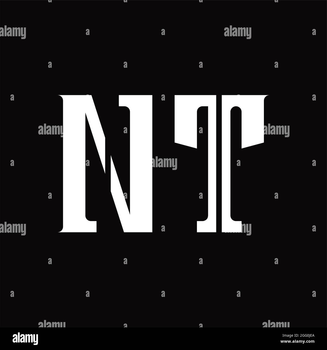 NT Logo monogram with middle slice on blackground design template Stock ...