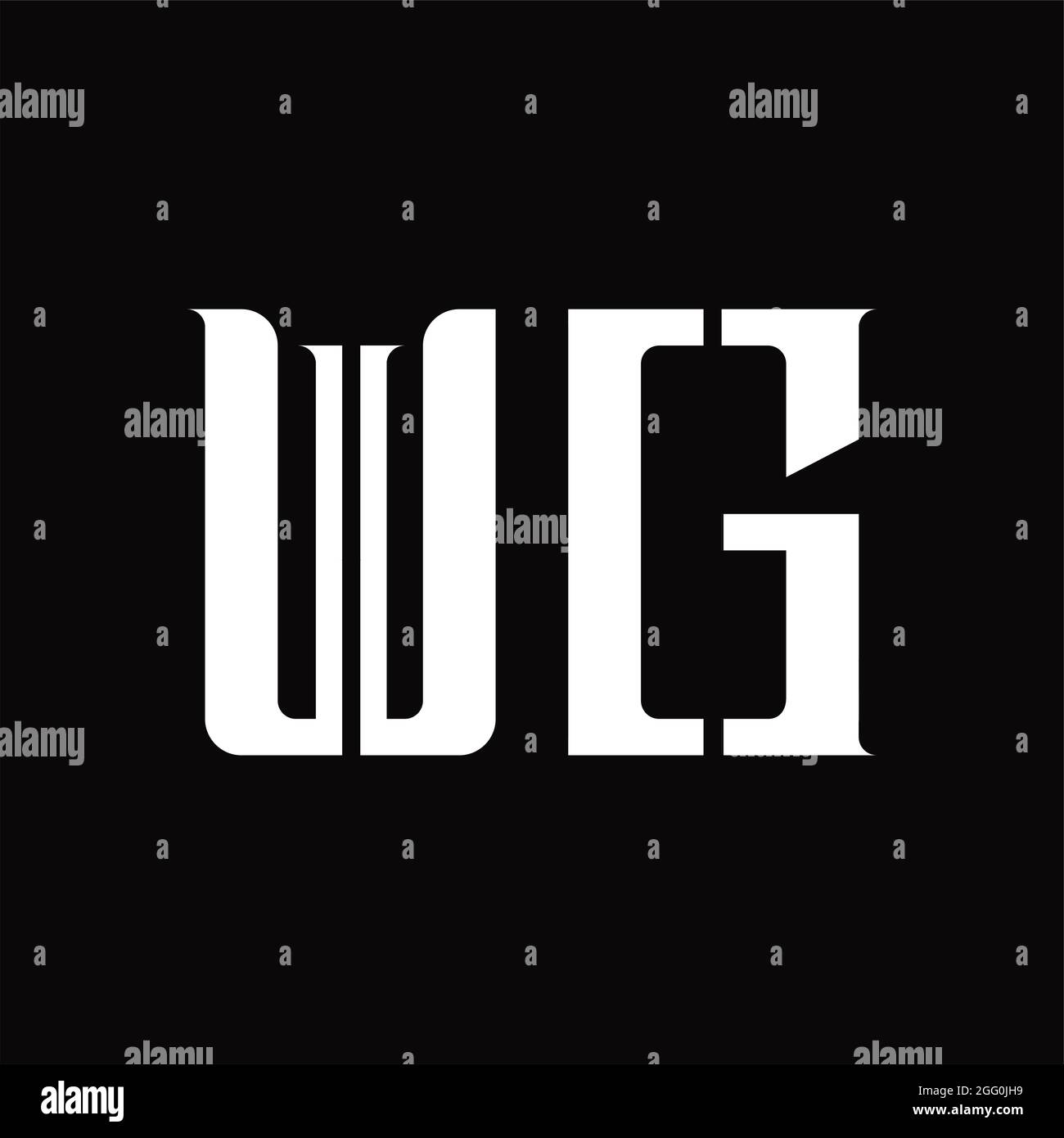 WG Logo monogram with middle slice on blackground design template Stock ...