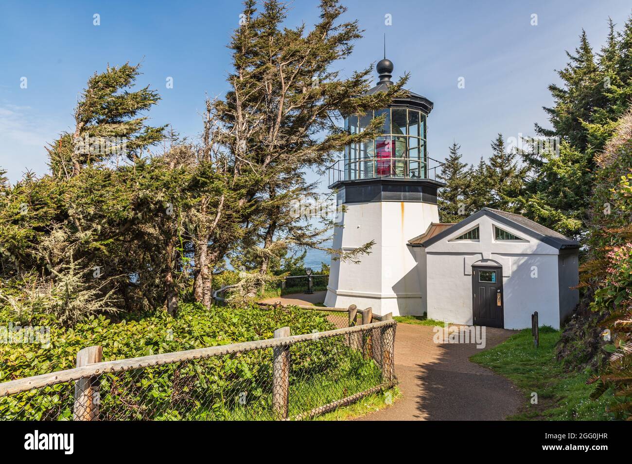 Cape Meares, Oregon, USA. Cape Meares lighthouse on the Oregon coast ...