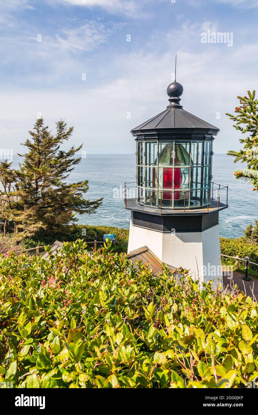 Cape Meares, Oregon, USA. Cape Meares lighthouse on the Oregon coast ...