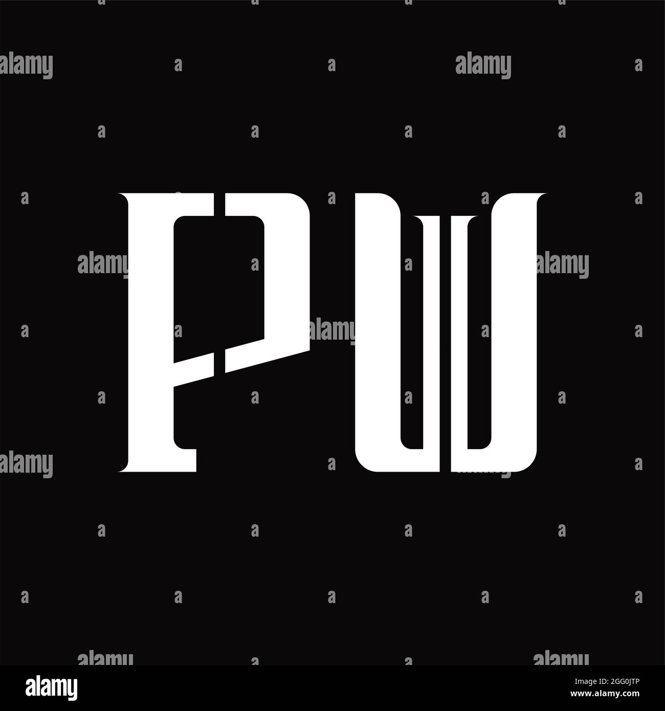 PW Logo monogram with middle slice on blackground design template Stock ...