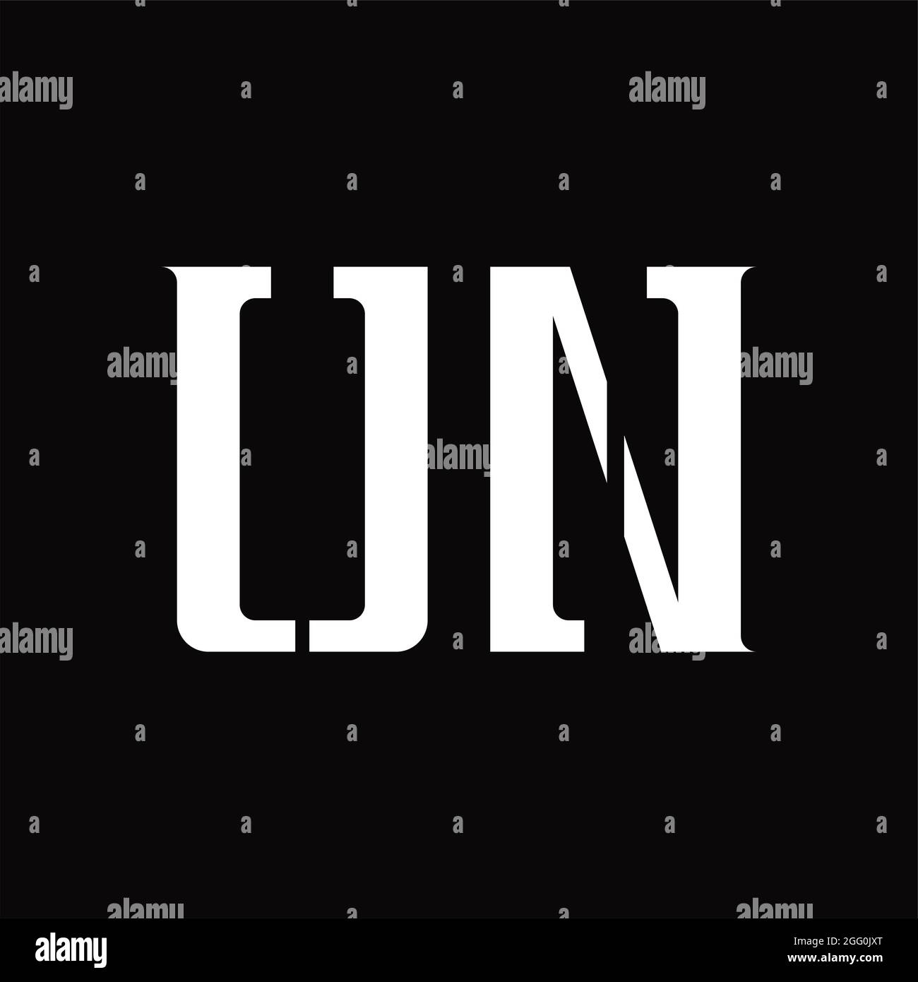 UN Logo monogram with middle slice on blackground design template Stock ...