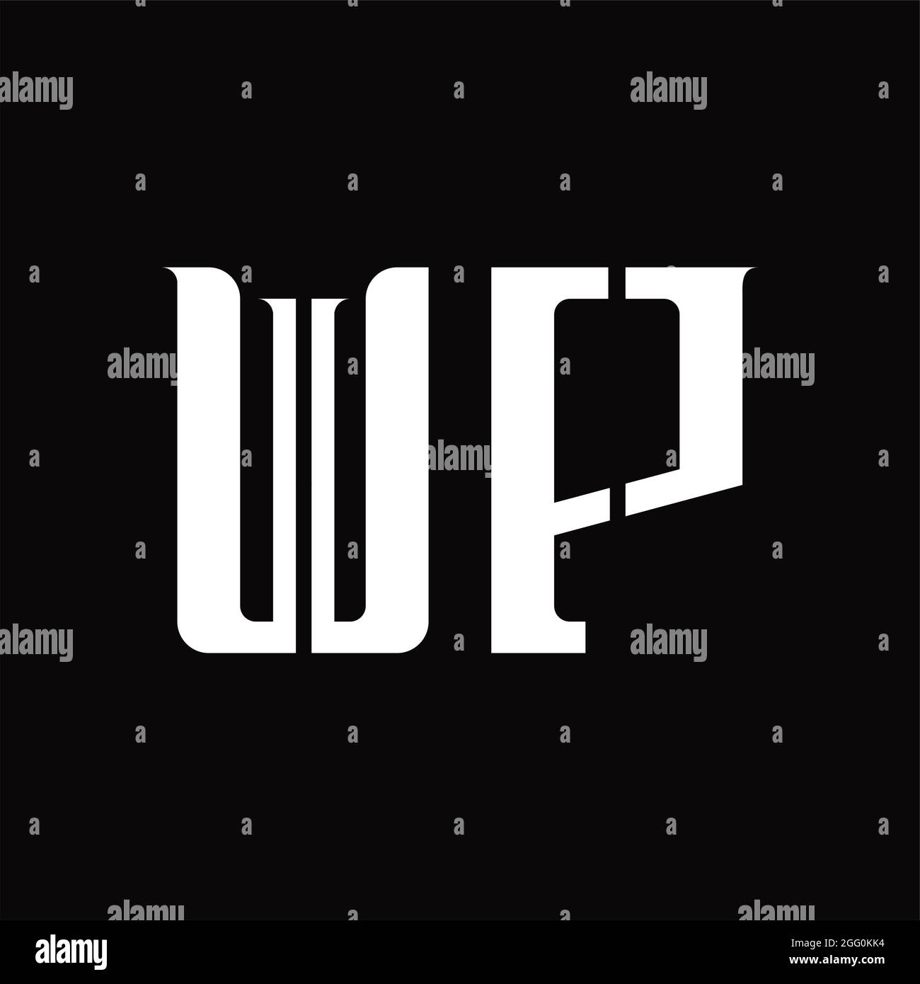 WP Logo monogram with middle slice on blackground design template Stock ...