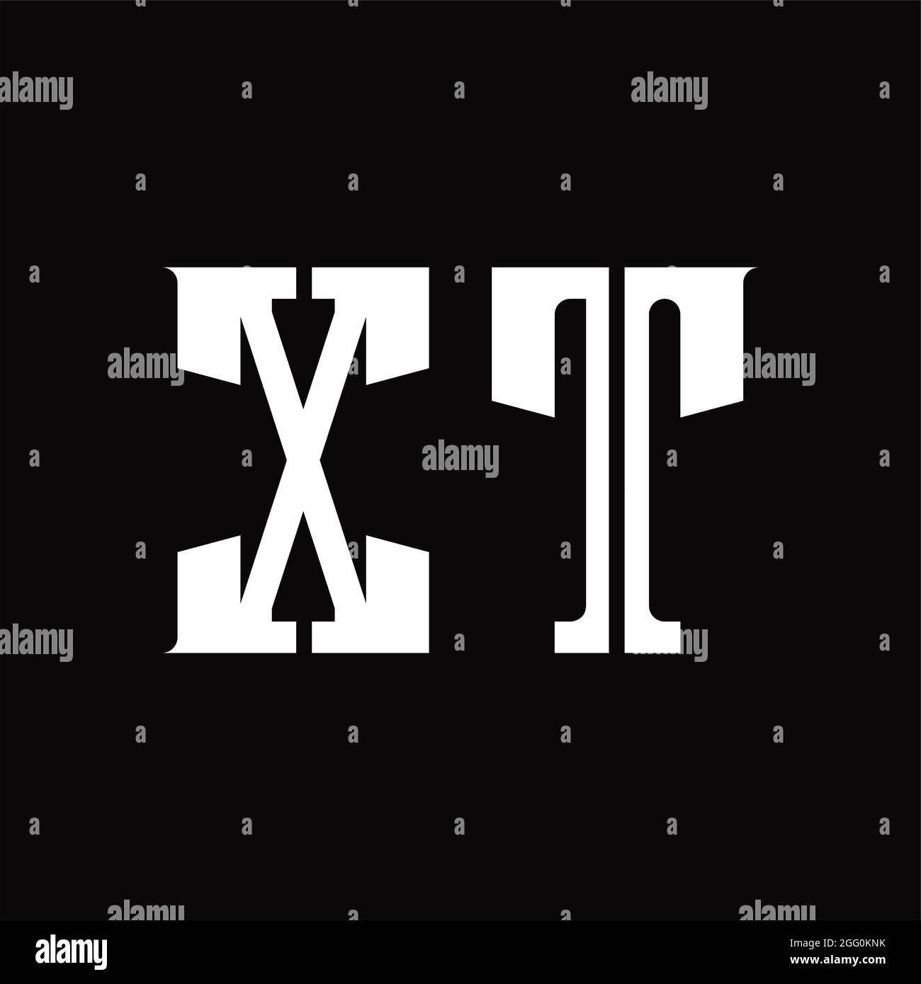 XT Logo monogram with middle slice on blackground design template Stock ...