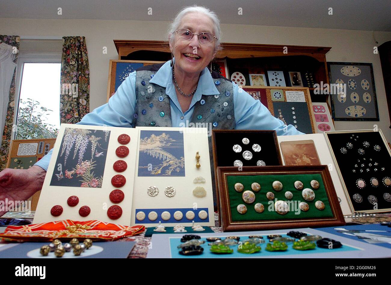 BUTTON COLLECTOR SUSAN SYMES FROM LYMINGTON, HANTS WITH SOME OF HER ...