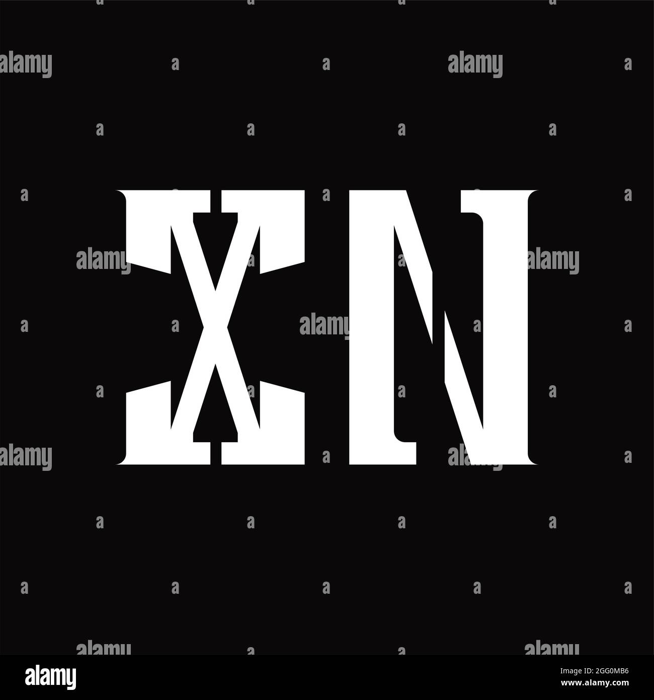 XN Logo monogram with middle slice on blackground design template Stock ...