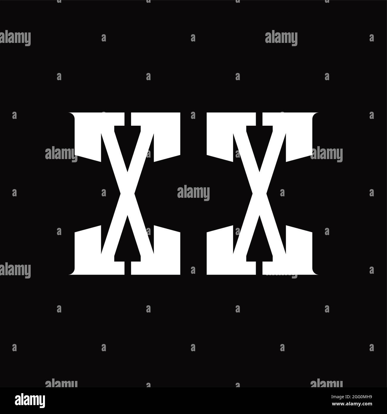 XX Logo monogram with middle slice on blackground design template Stock ...