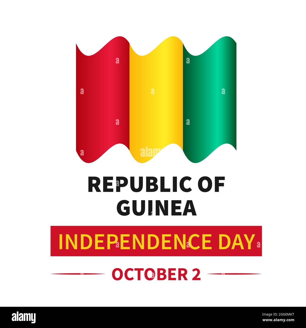 Republic of Guinea Independence Day lettering with flag. National ...