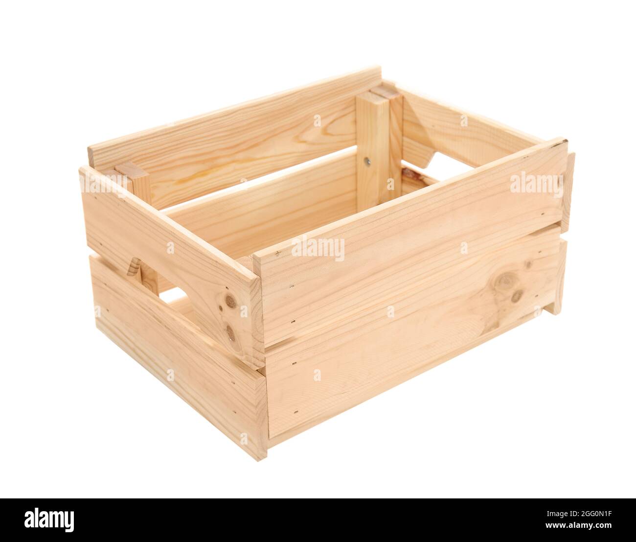 Empty wooden box on white background Stock Photo - Alamy