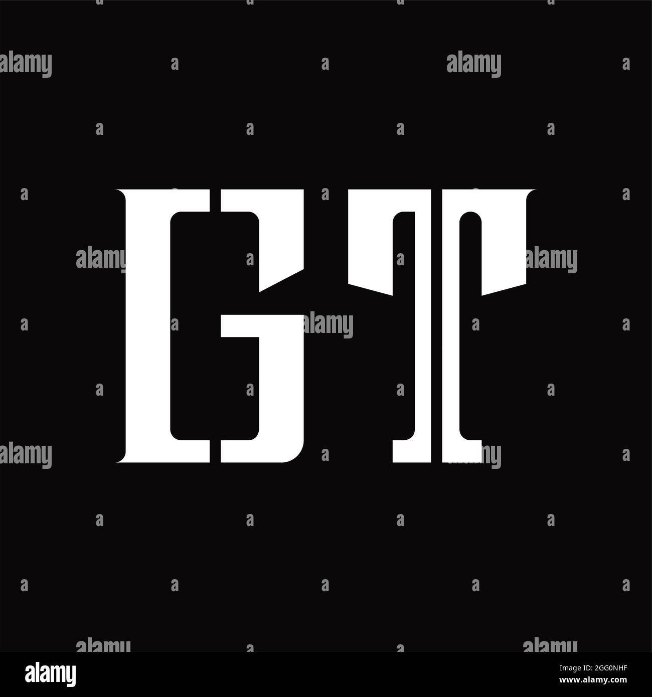 GT Logo monogram with middle slice on blackground design template Stock ...