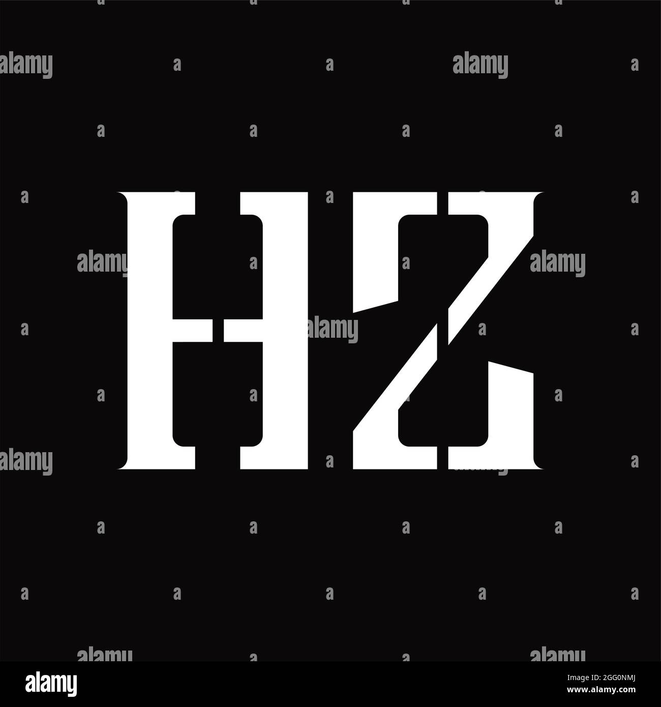 HZ Logo monogram with middle slice on blackground design template Stock ...