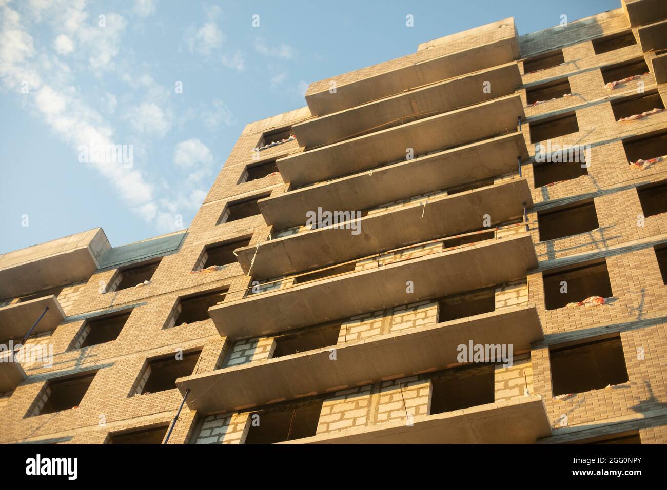 Building a house. Multi-storey building without cladding. Construction ...