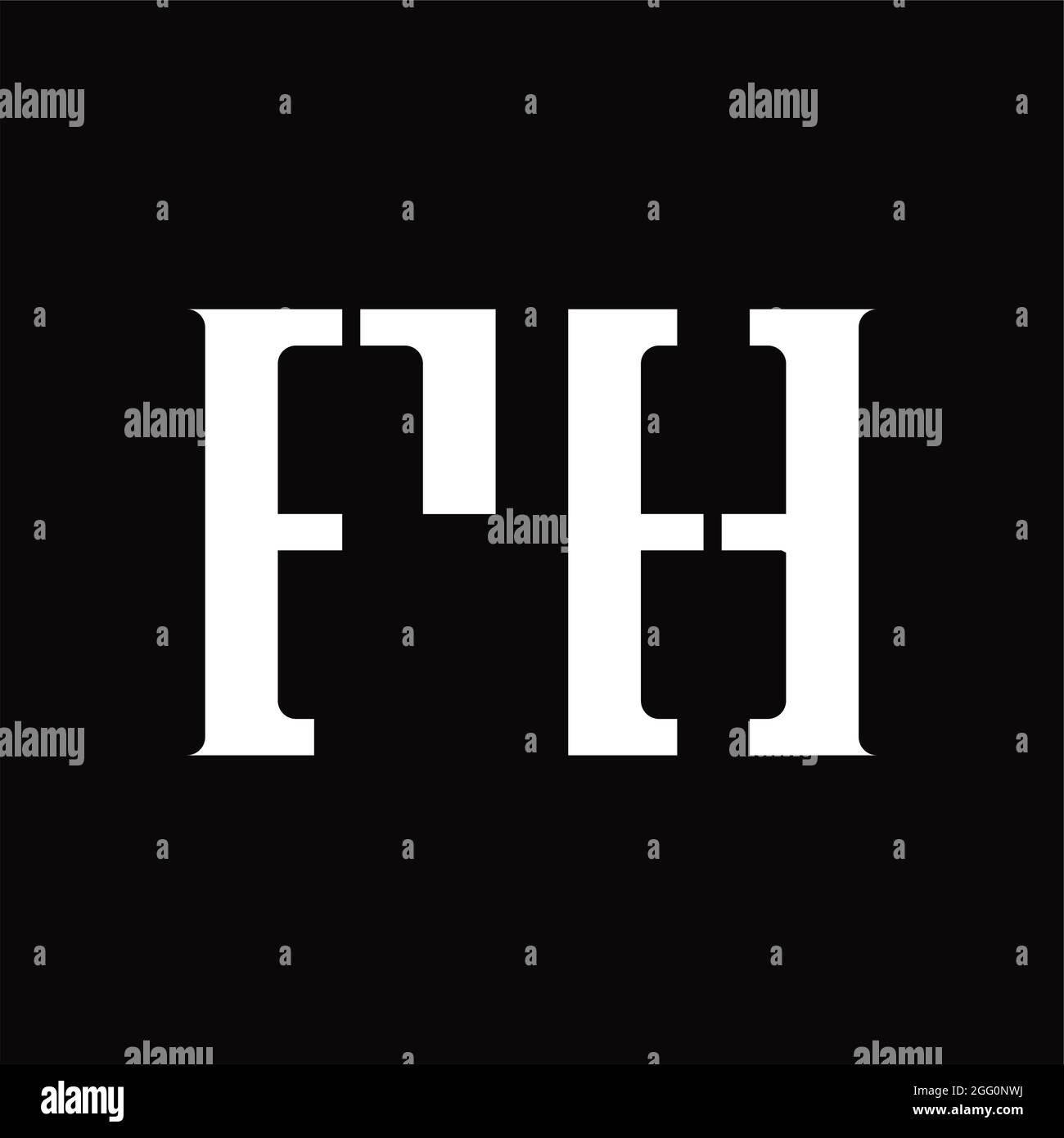 FH Logo monogram with middle slice on blackground design template Stock ...