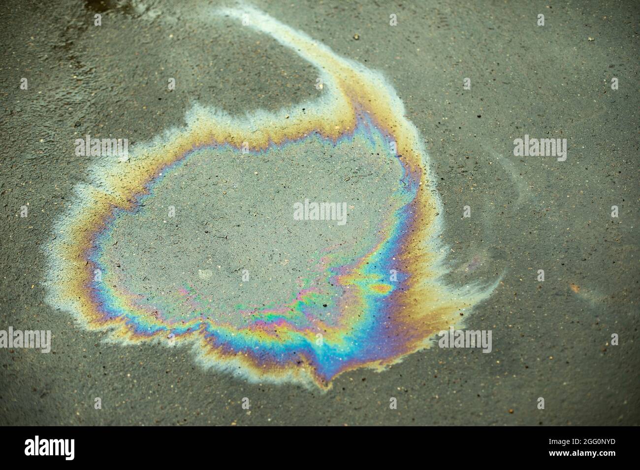 Spilled gasoline on asphalt in hi-res stock photography and images - Alamy