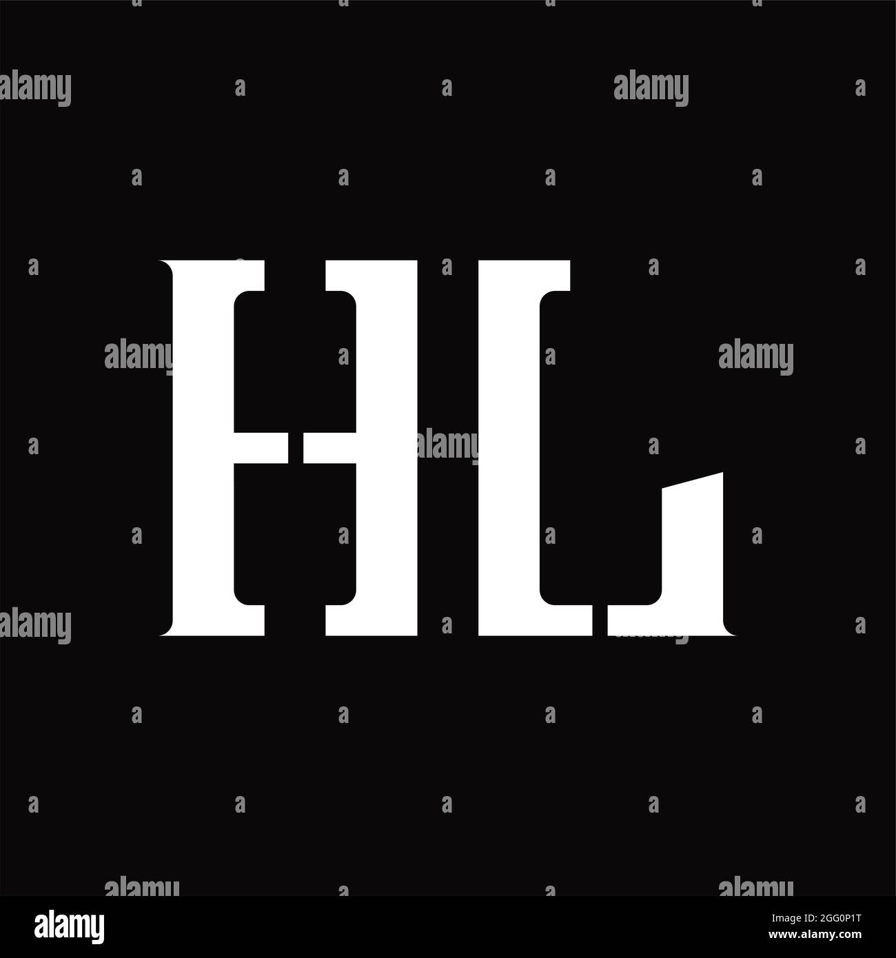 HL Logo monogram with middle slice on blackground design template Stock ...