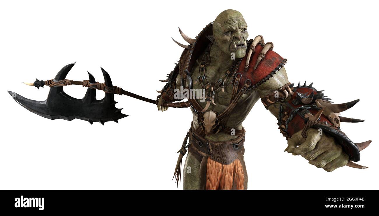 Orc isolated on white background 3d illustration Stock Photo - Alamy