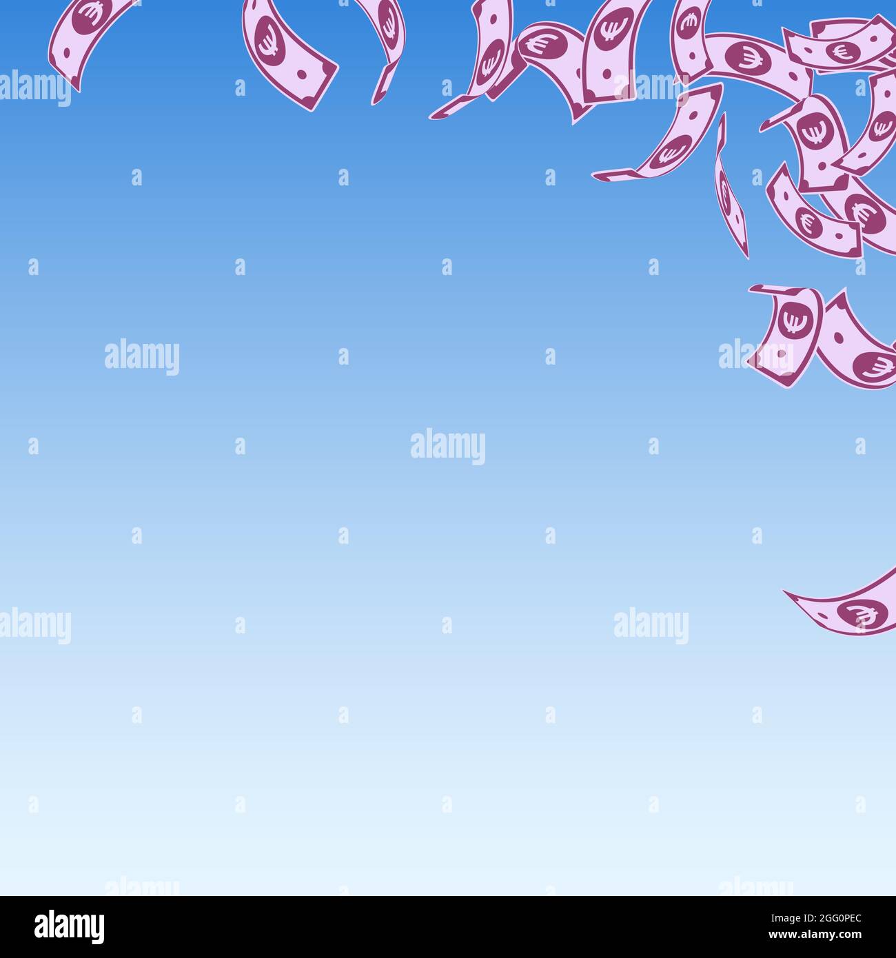 European Union Euro notes falling. Floating EUR bills on blue sky ...