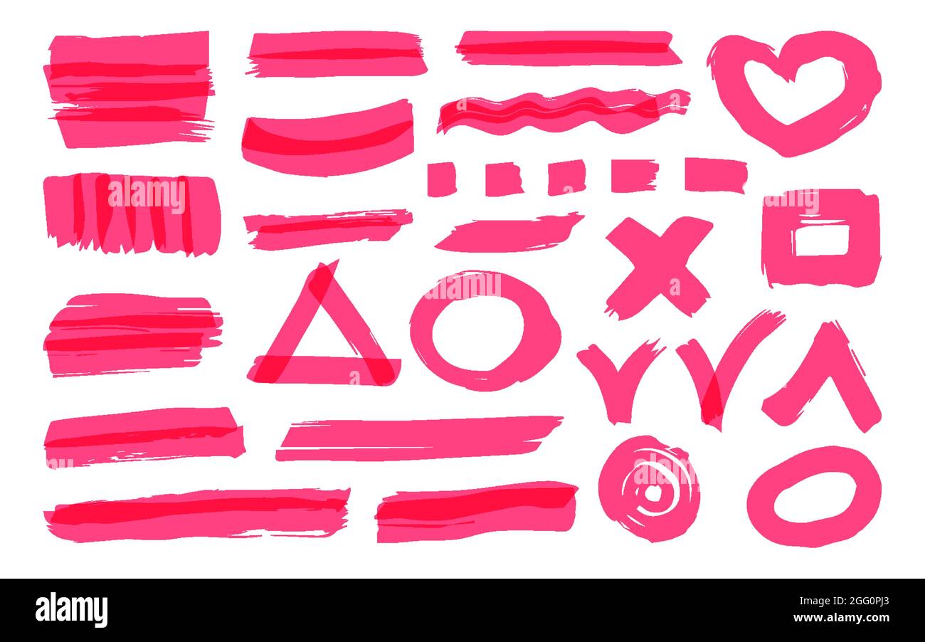 Text marker lines underline strokes set isolated on white background ...