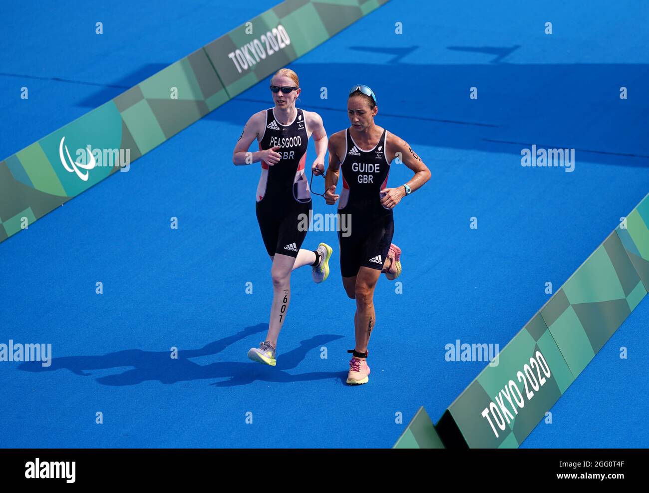 Great Britain's Alison Peasgood (left) and guide Nikki Bartlett compete ...