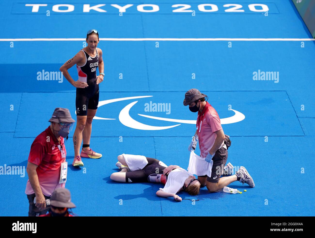 Great Britain's Alison Peasgood after collapsing as guide Nikki ...