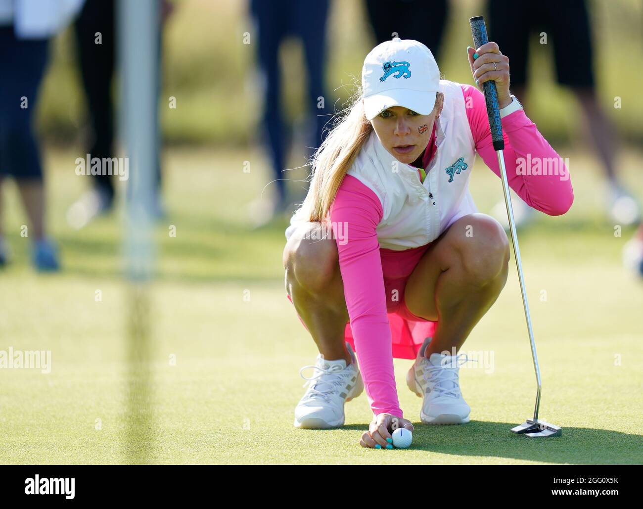 Team GB&I's Annabell Fuller lines up a putt during the 2021 Curtis Cup ...