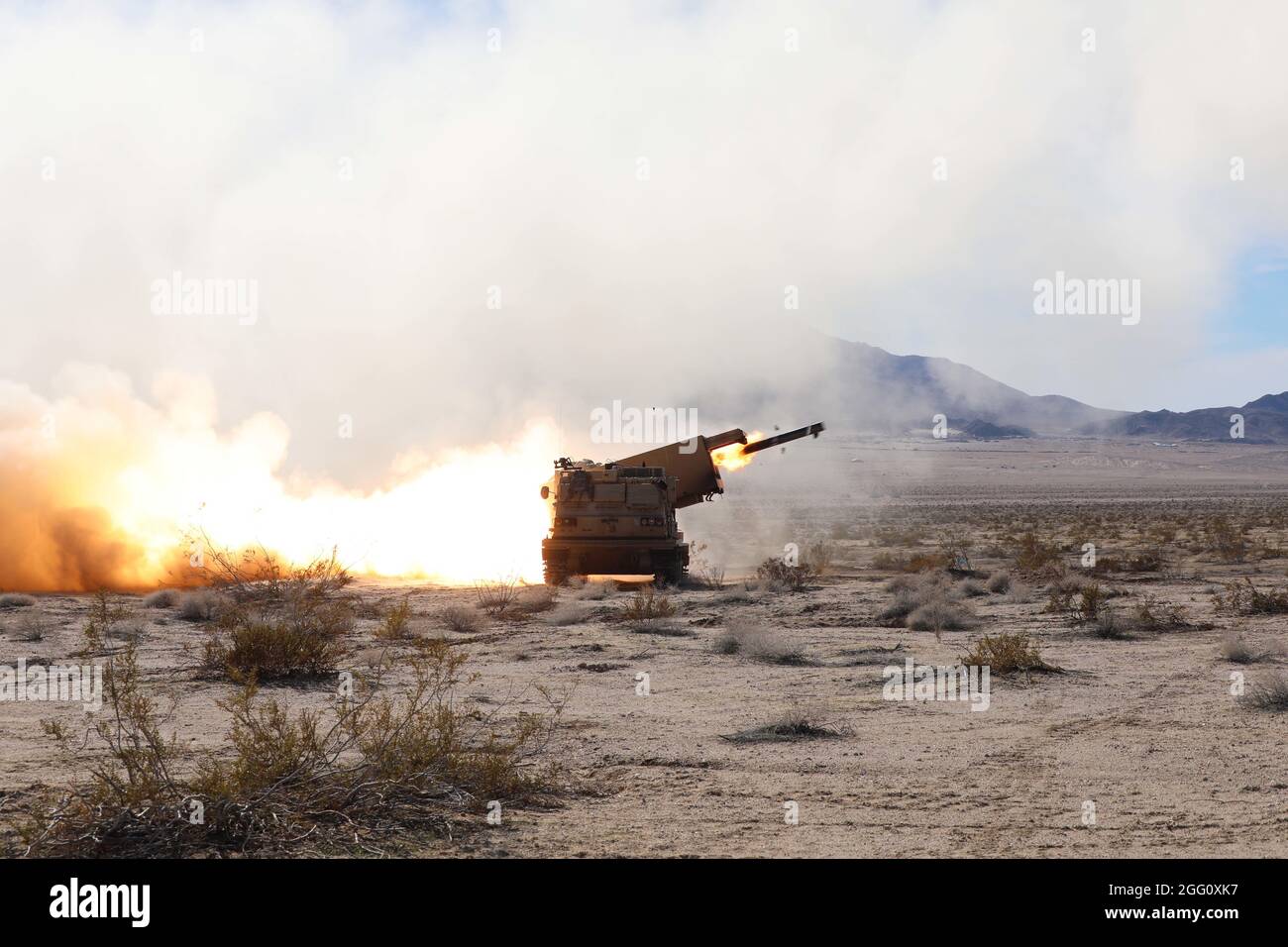 A U.S. Army M270 Multiple Launch Rocket System assigned to Bravo ...