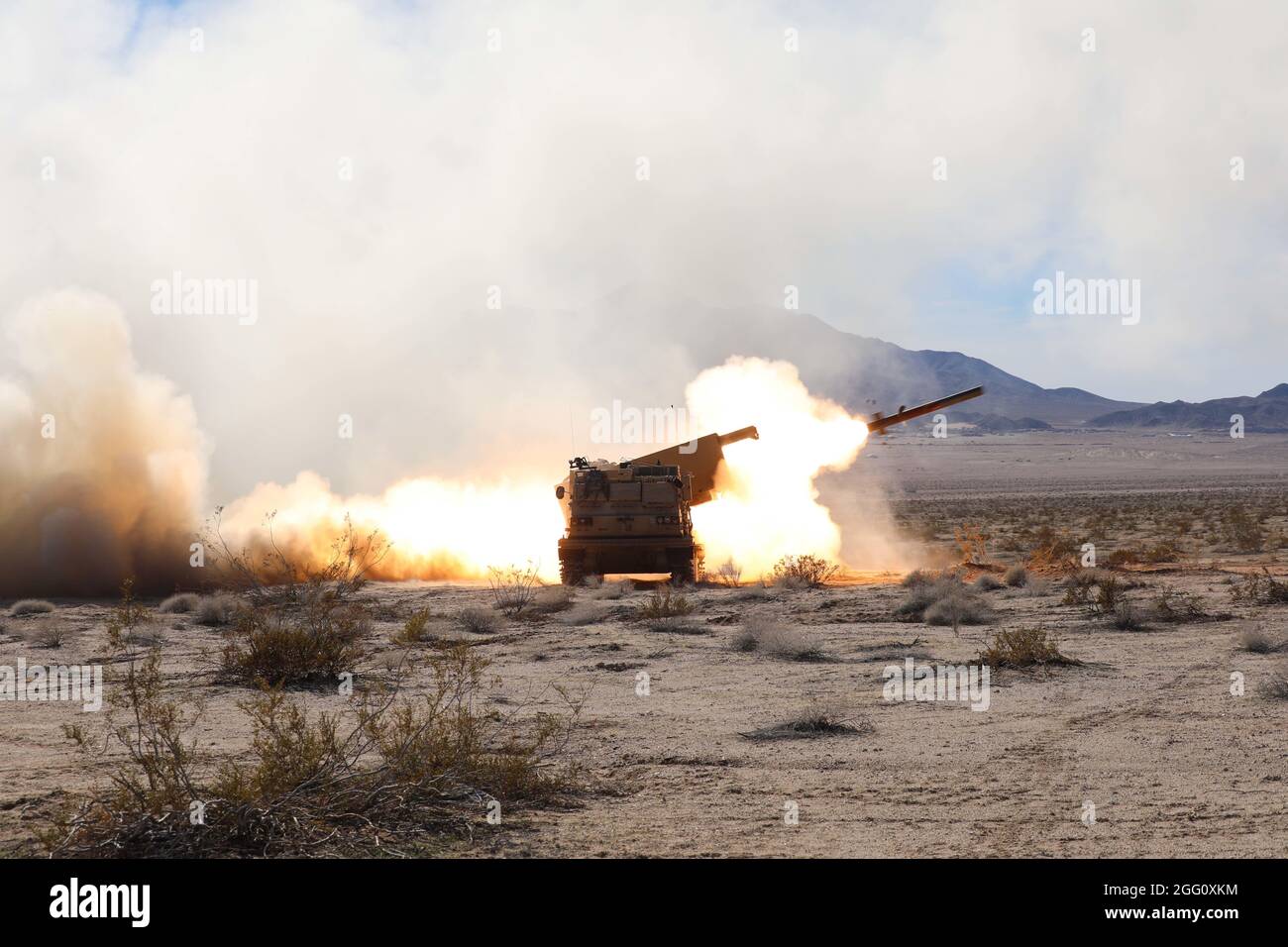 A U.S. Army M270 Multiple Launch Rocket System assigned to Bravo ...