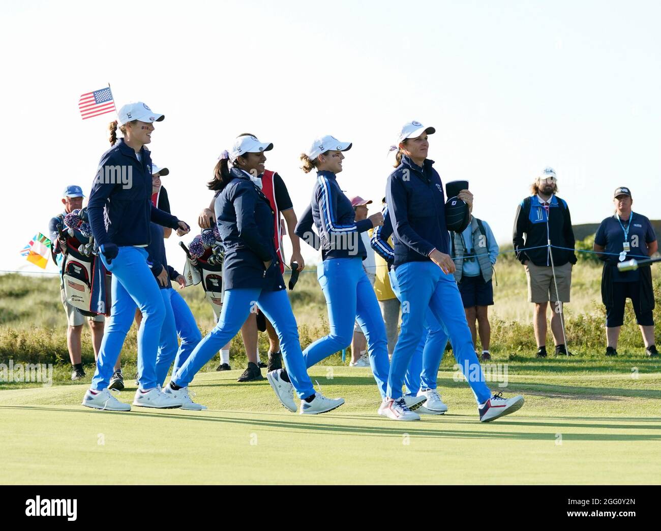 Team USA's Captain Sarah Ingram runs onto the 16th green to celebrate ...