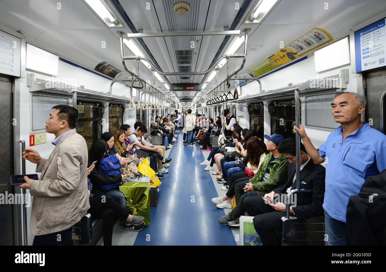 Riding on the subway in Seoul, Korea Stock Photo - Alamy