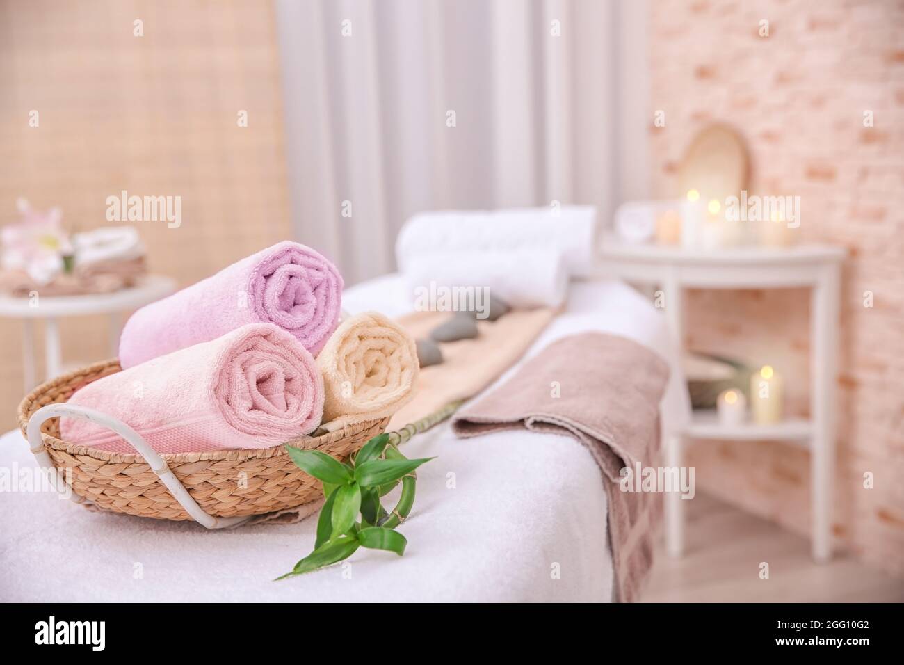 Interior of massage room in modern wellness center Stock Photo - Alamy