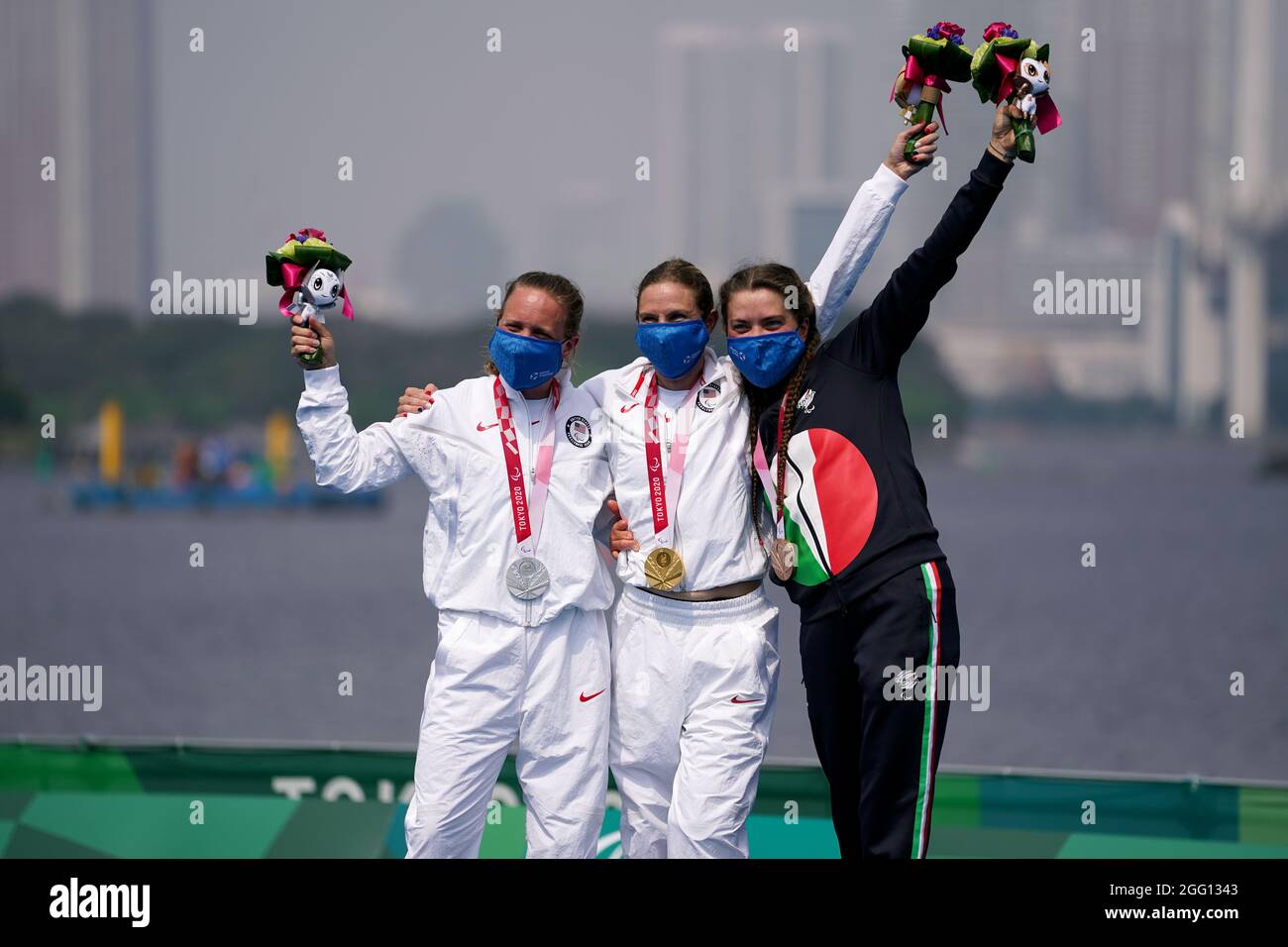 USA's Hailey Danz with silver (left), USA's Allysa Seely with gold and ...