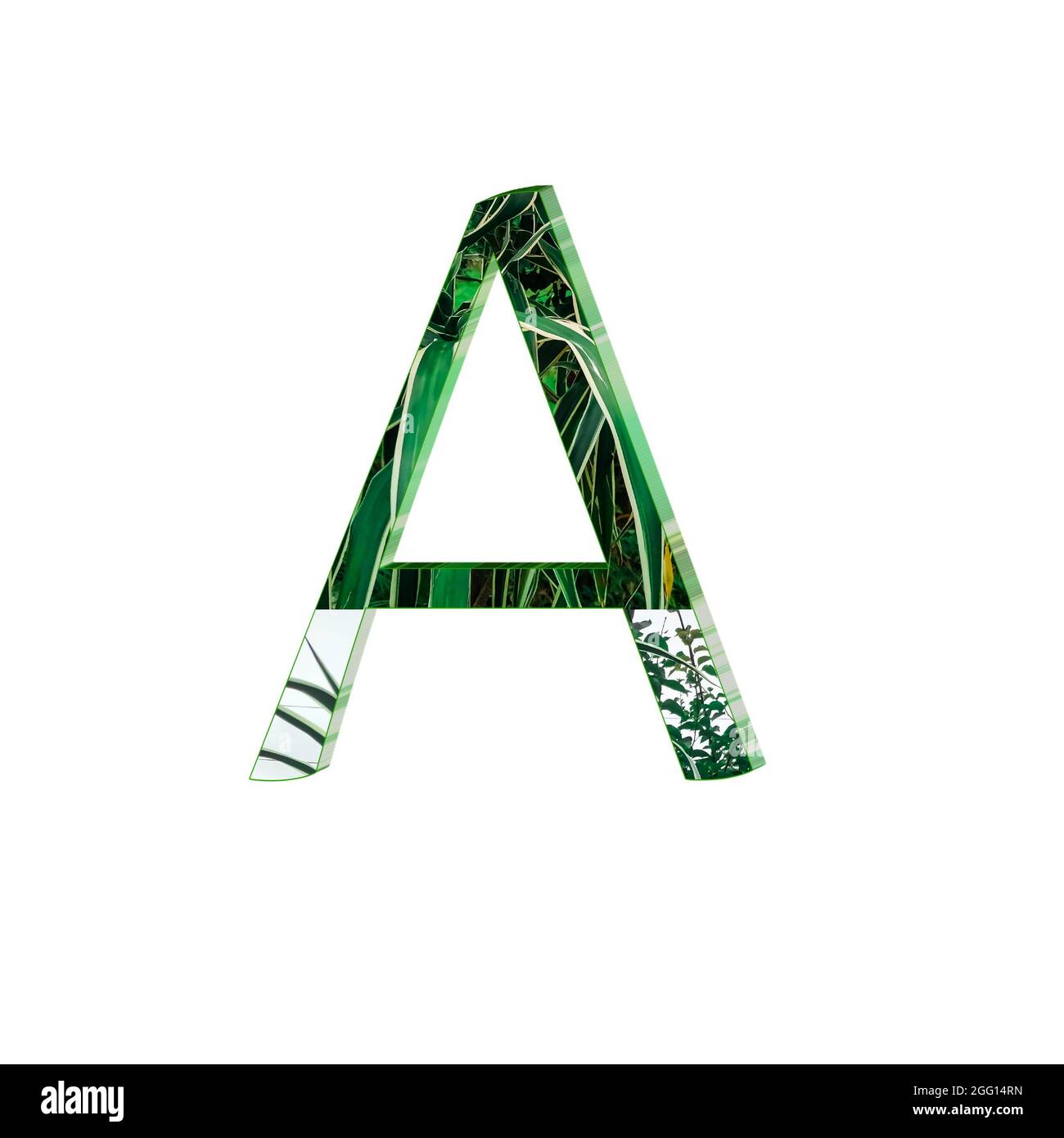 Green texture capital letter A colorful 3D abstract beautiful white ...