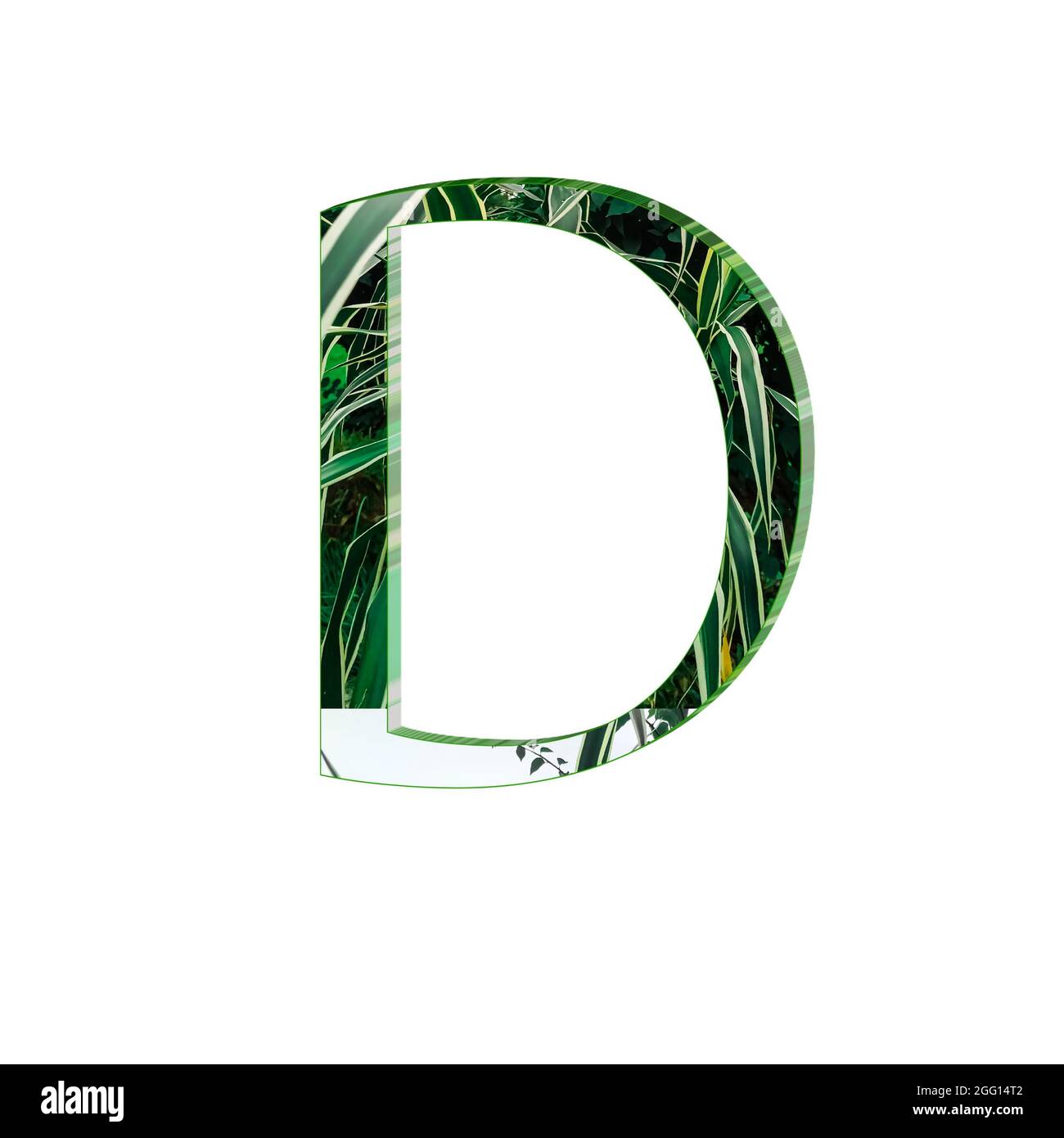 Green texture capital letter D colorful 3D abstract beautiful white ...