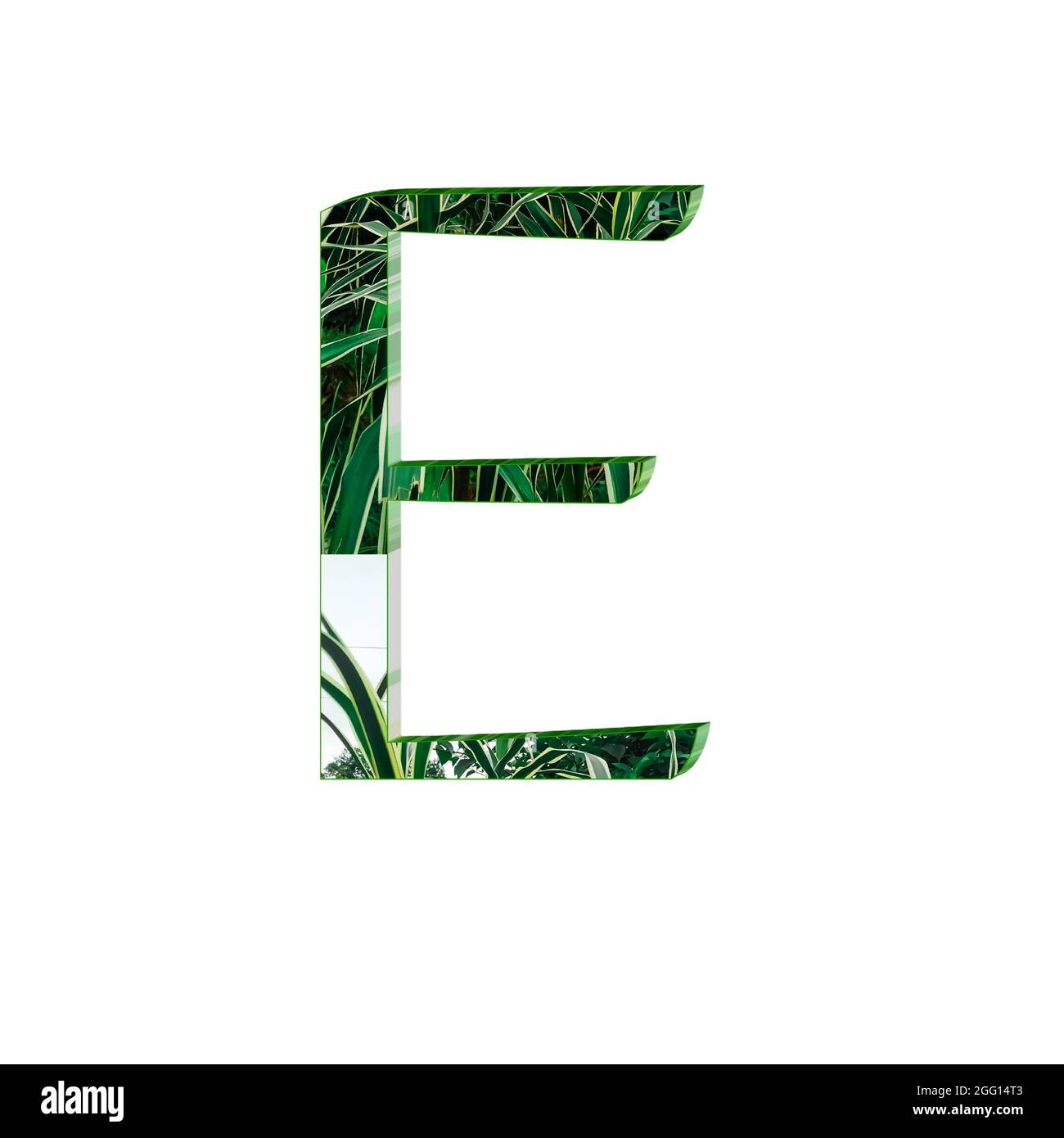 Green texture capital letter E colorful 3D abstract beautiful white ...