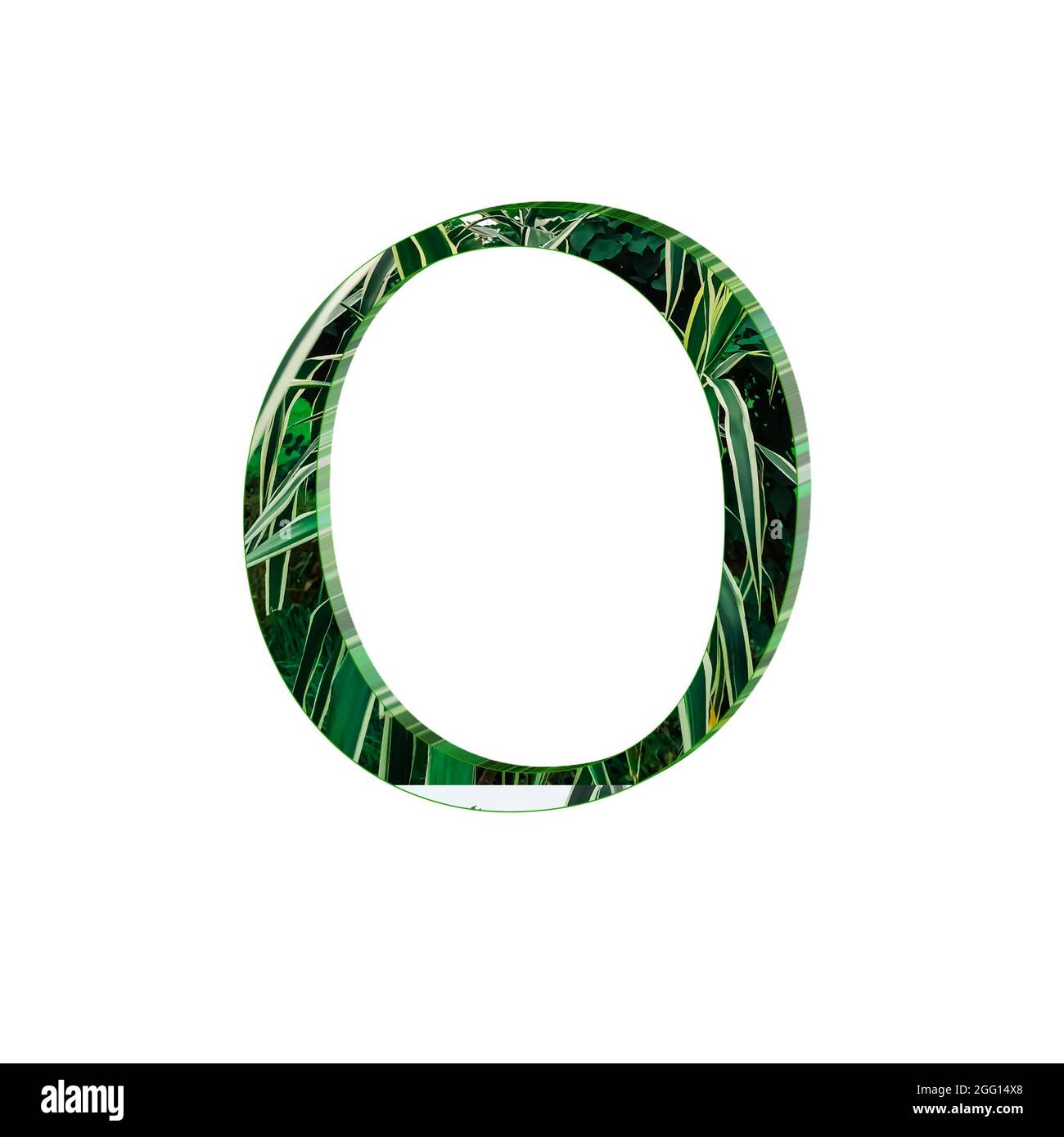 Green texture capital letter O colorful 3D abstract beautiful white ...