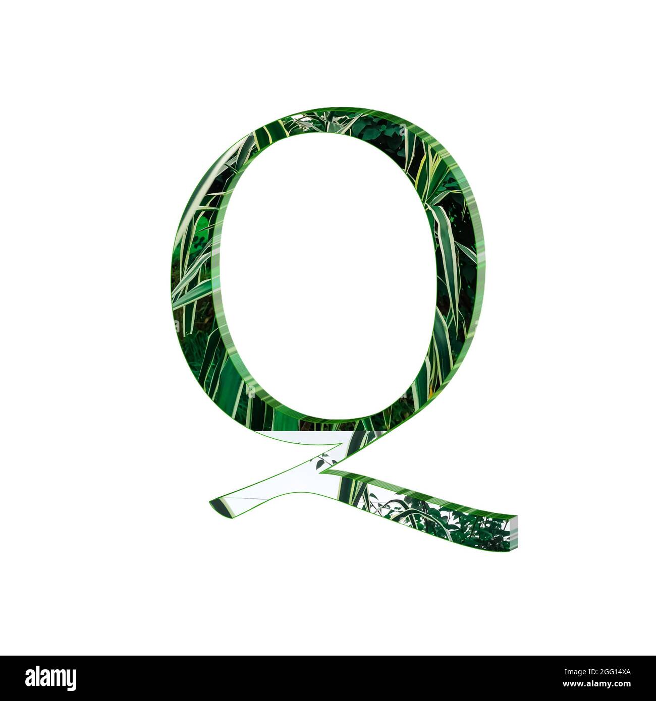 Green texture capital letter Q colorful 3D abstract beautiful white ...
