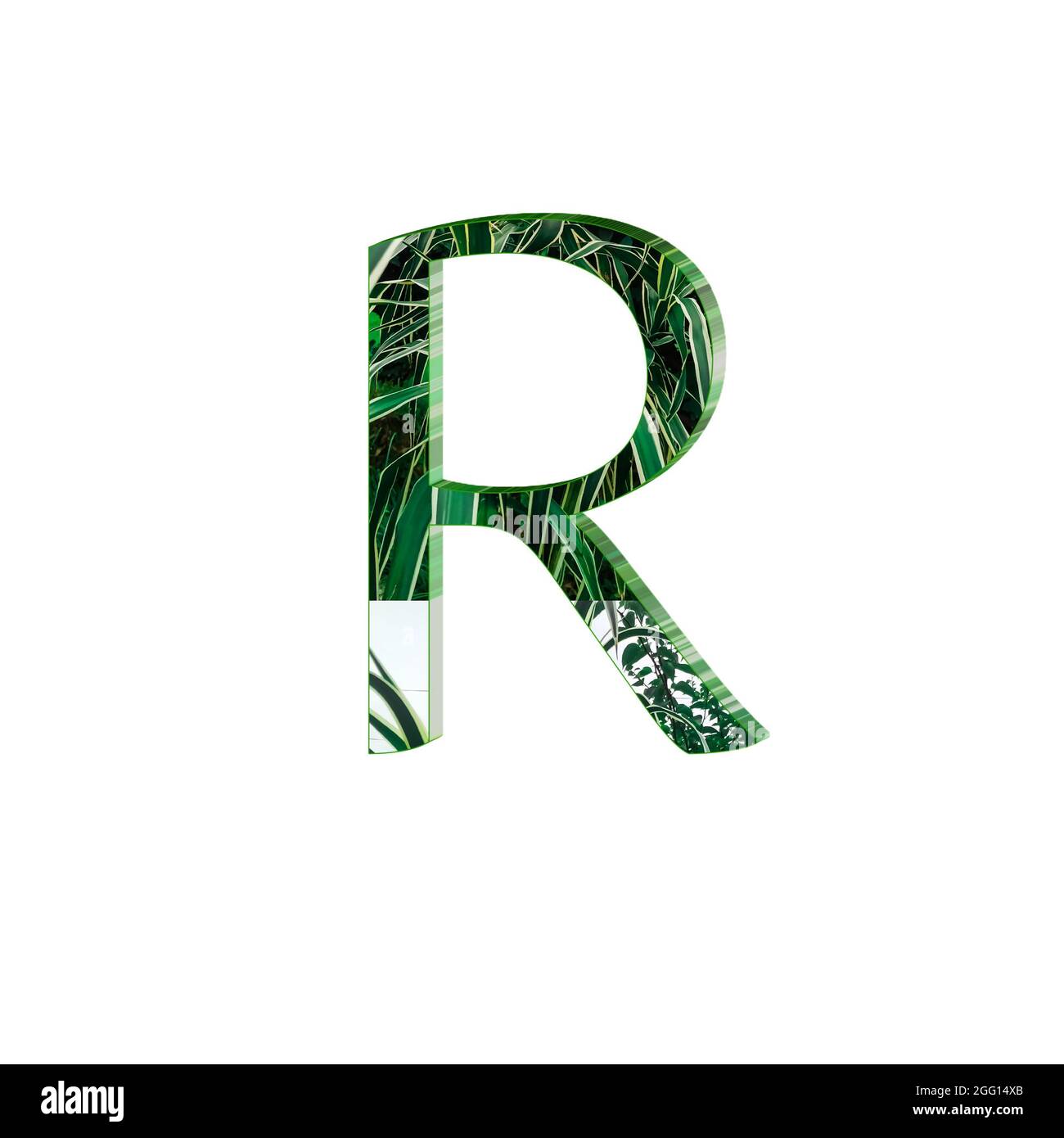 Green texture capital letter R colorful 3D abstract beautiful white ...