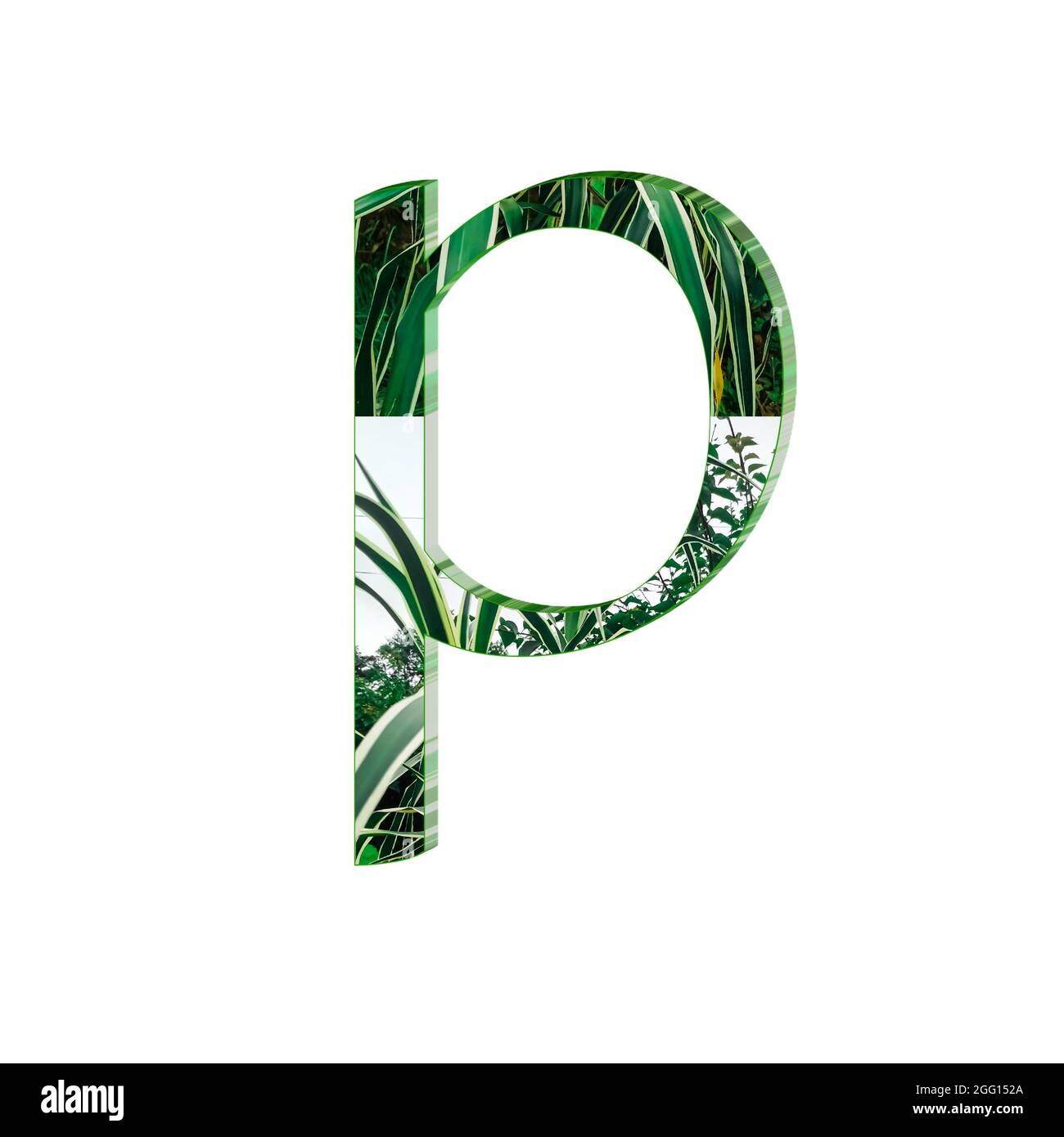 Green texture small letter p colorful 3D abstract beautiful white ...