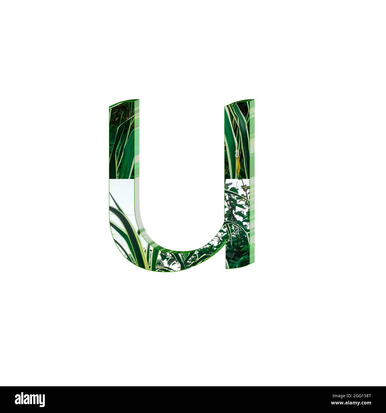 Green texture small letter u colorful 3D abstract beautiful white ...
