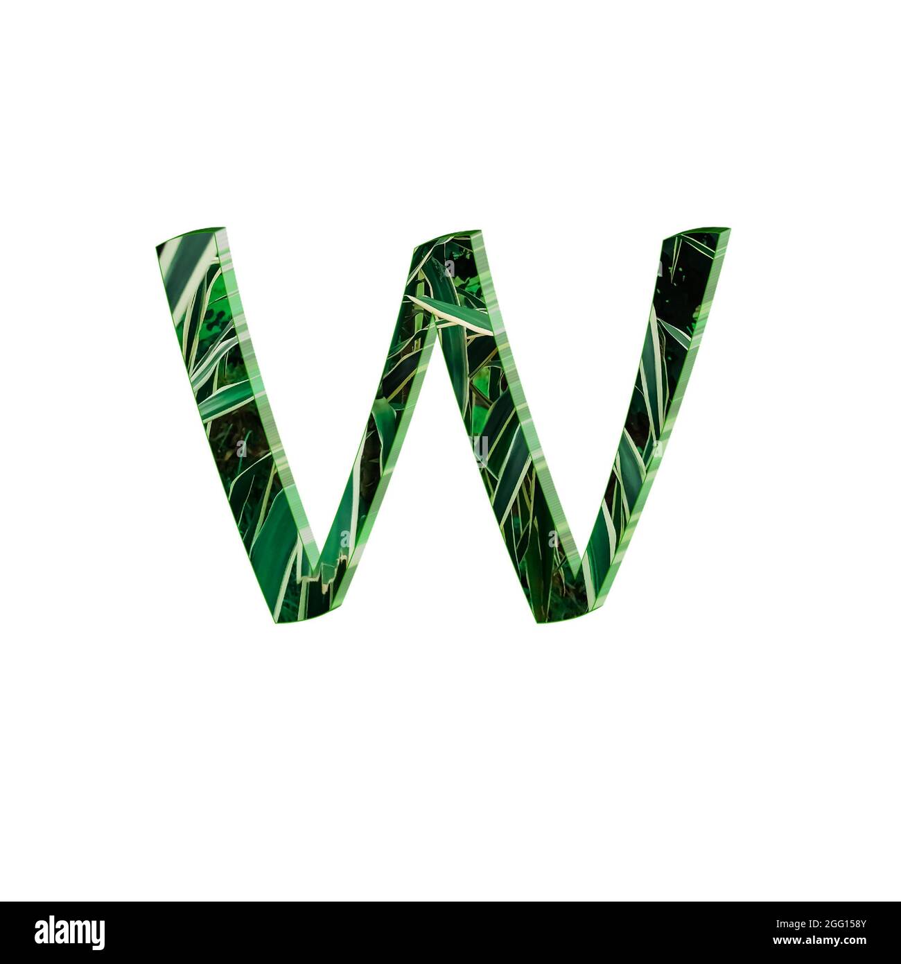 Green texture small letter w colorful 3D abstract beautiful white ...