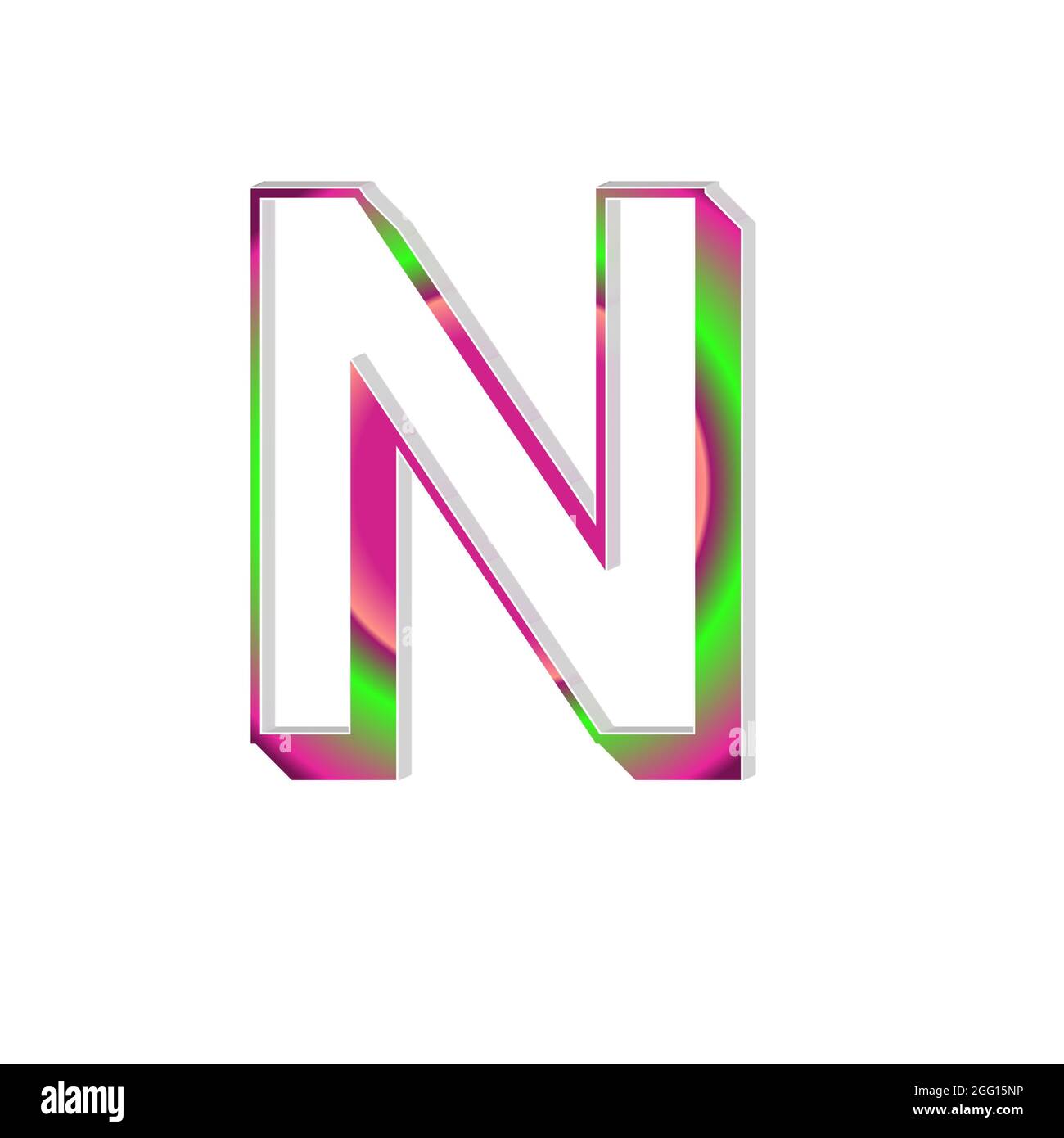 Alphabet capital letter N colorful texture 3D abstract beautiful white ...