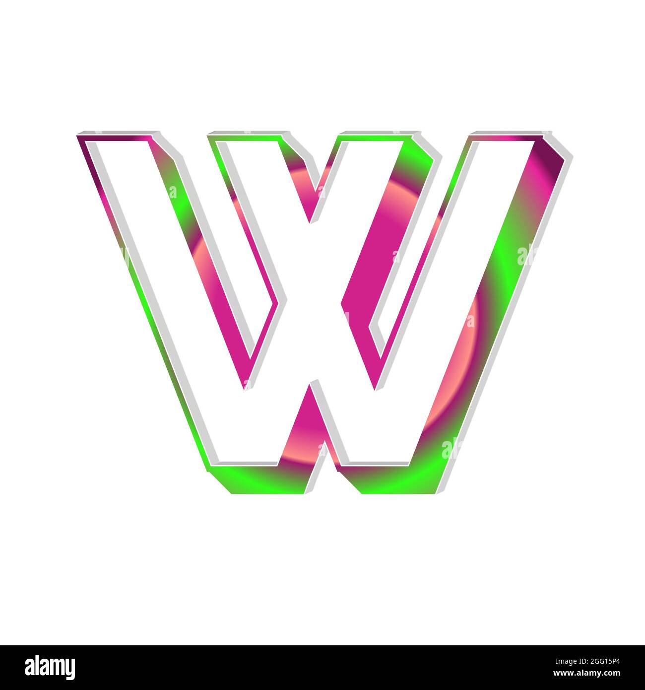 Alphabet capital letter W colorful texture 3D abstract beautiful white ...
