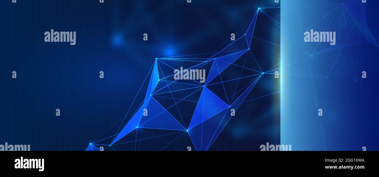 Plexus mesh. Abstract vector background with glass banner for text. Scientific style Stock ...