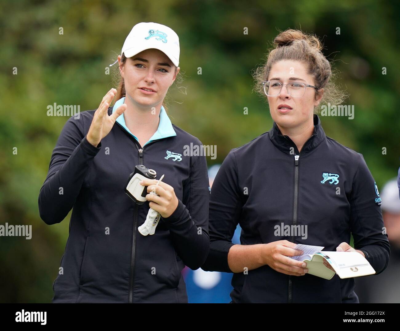 Team GB&I's Caley McGinty and Team GB&I's Emily Toy look for a line to ...