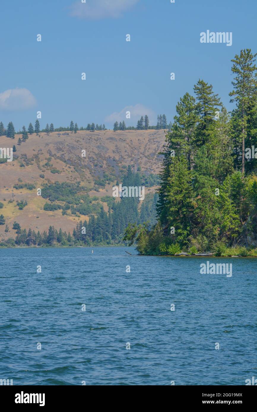 View of Chatcolet Lake in Heyburn State Park in the mountains of ...
