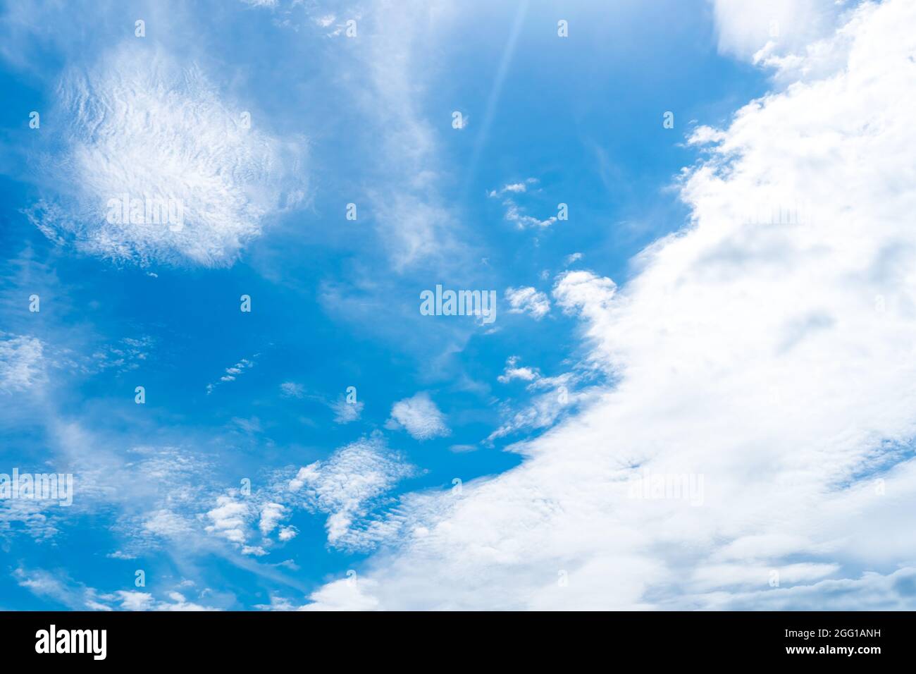 Copy space minimal concept of summer blue sky and white cloud abstract ...